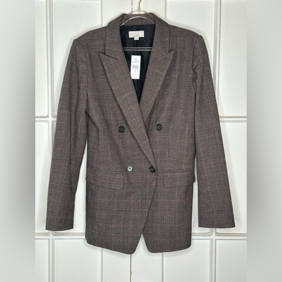 LOFT | Jackets & Coats | Loft Plaid Doublebreasted Boyfriend Jacket ...
